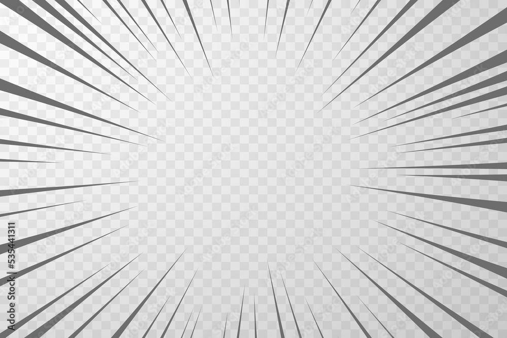 Abstract comic flash with radial lines ray on transparent background ...