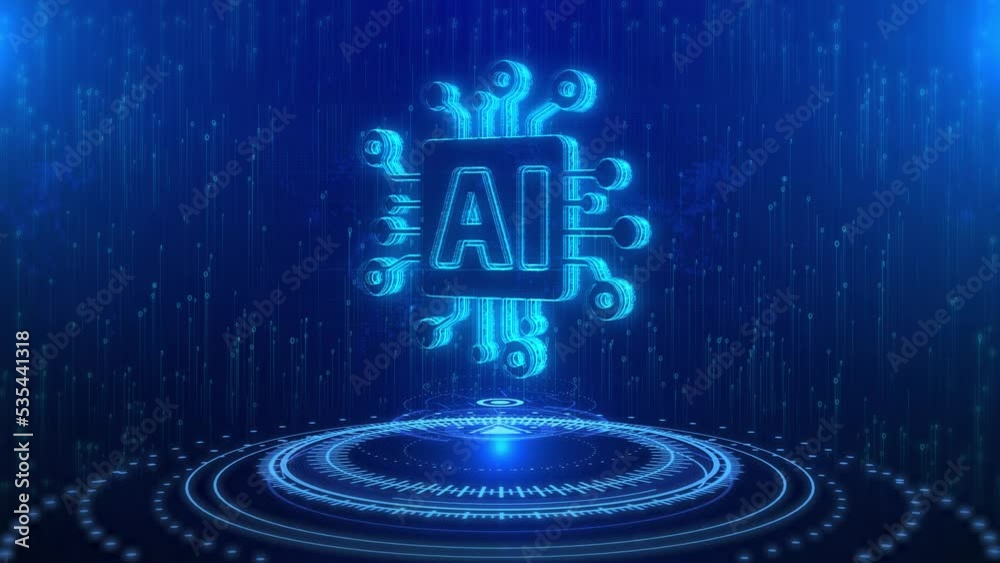 Artificial Intelligence AI Text Cyberspace Future Digital Technology Hologram Loop Concept ...