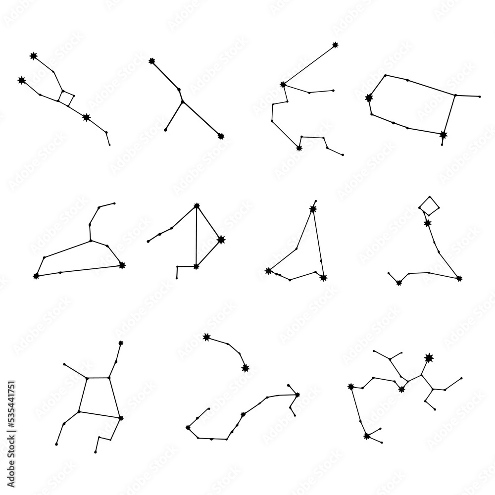 Vector flat and simple style illustration set of black Astrological ...