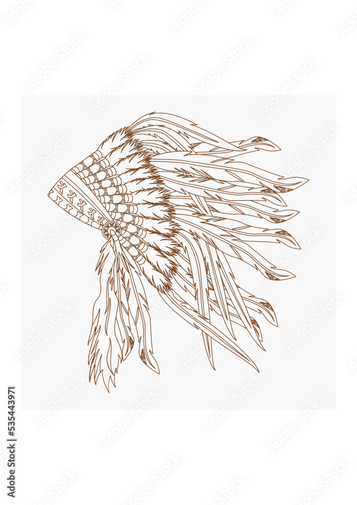 Editable Isolated Side View Native American Headdress Vector ...