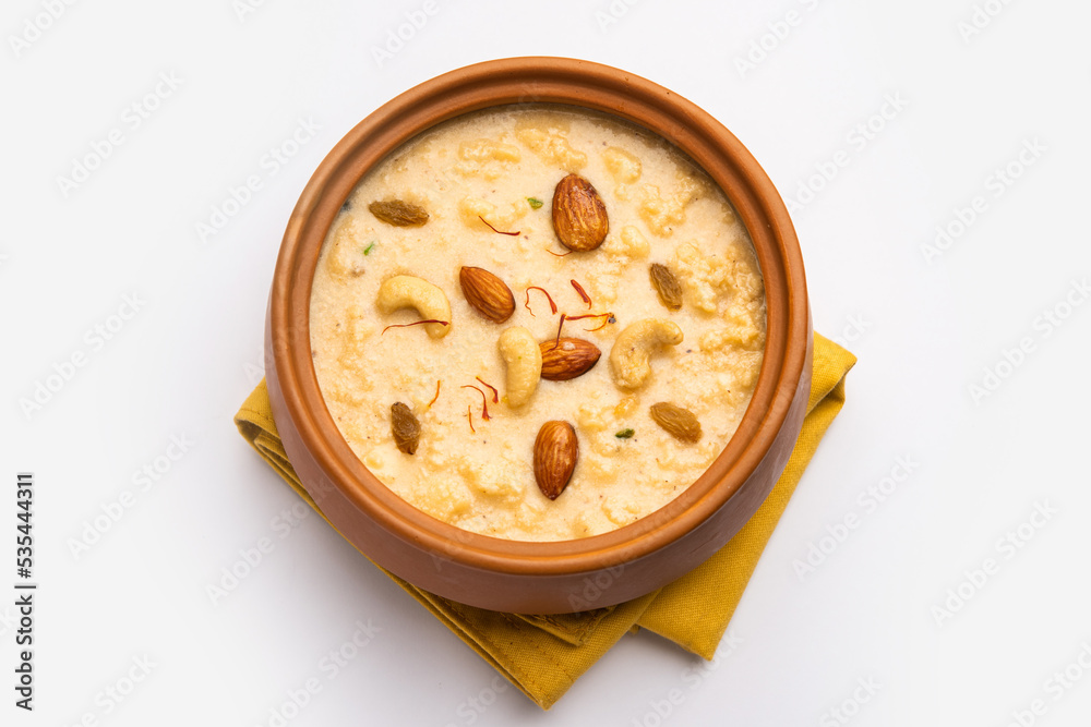 Nolen Gurer Chanar Payesh or Milk pudding of cottage cheese, rice and ...