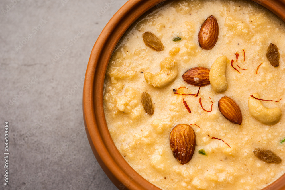 Nolen Gurer Chanar Payesh or Milk pudding of cottage cheese, rice and ...