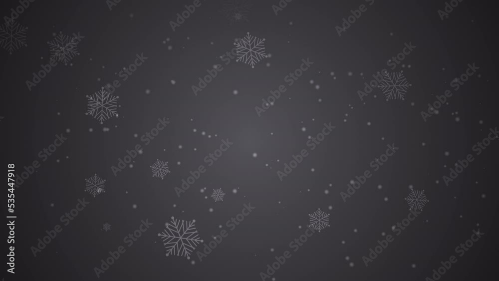 Fall snowflakes in night sky, motion holidays and retro style ...
