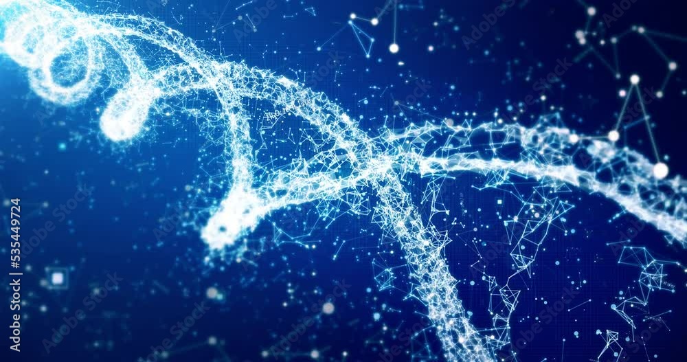 Digital DNA helix, plexus animation of human genome. Biotechnology ...