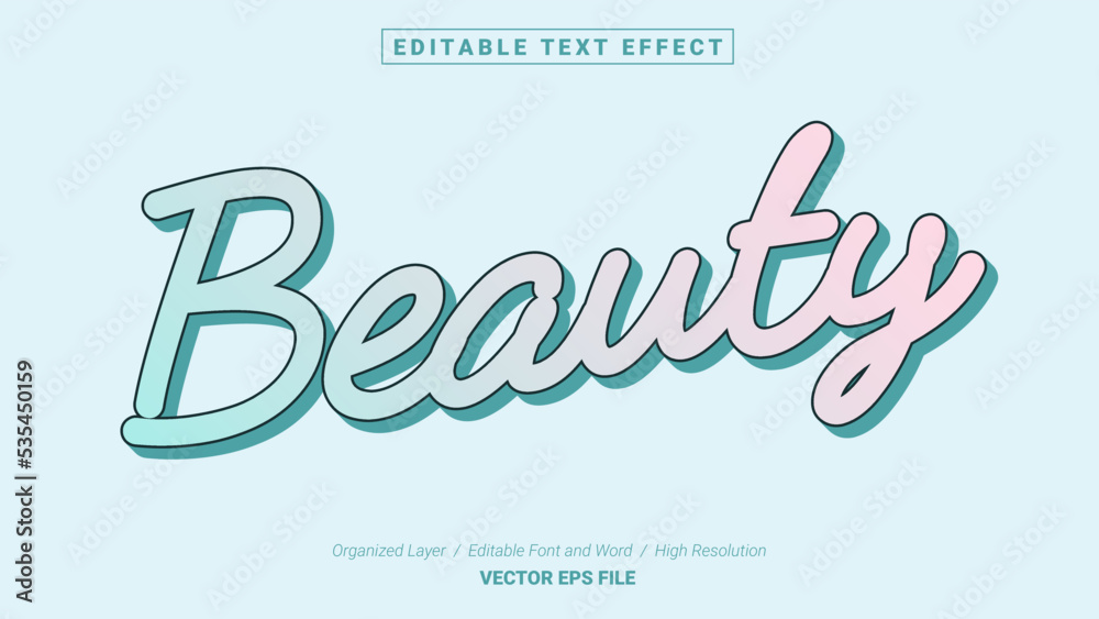 Editable Beauty Font Design. Alphabet Typography Template Text Effect ...