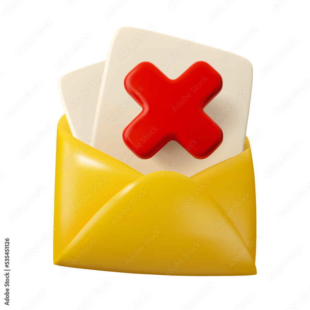 3d spam message icon. Vector realistic new mail envelope isolated on ...