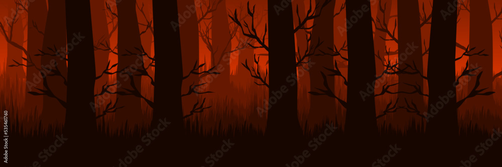 spooky forest landscape flat design vector illustration good for ...