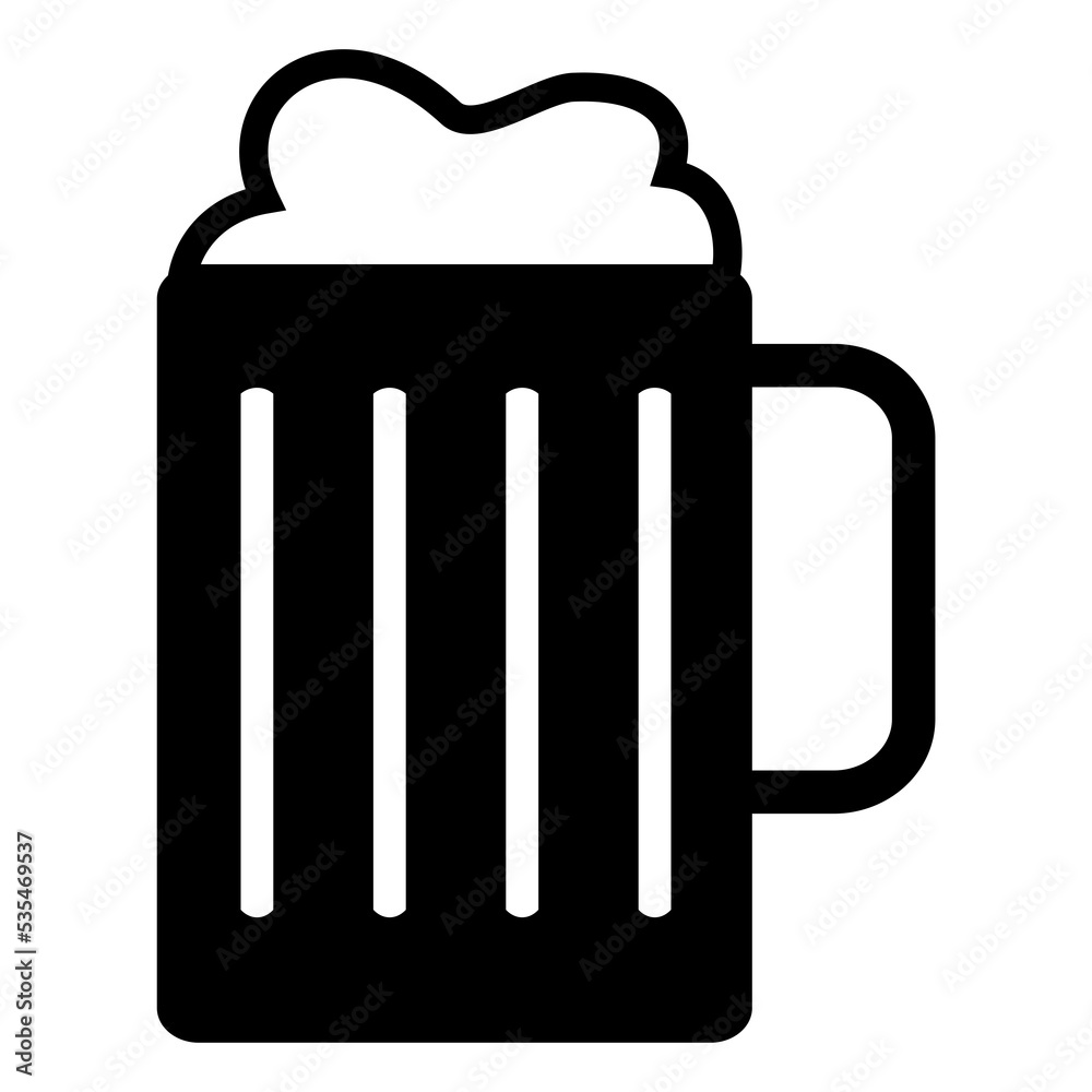 Bierglas Icon schwarz - Bierkrug als Zeichen für Bier oder Alkohol Stock Illustration | Adobe Stock