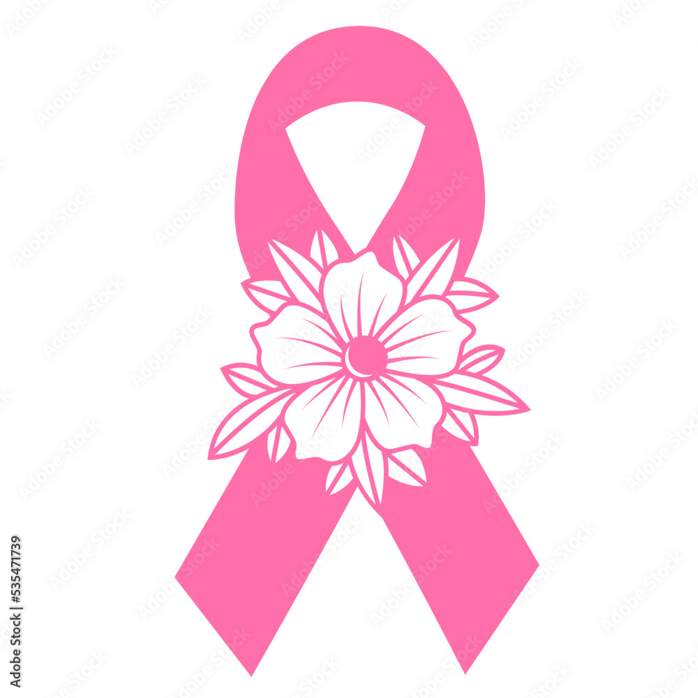 Cancer awareness svg, Breast cancer svg, Pink ribbon with flower svg Stock Vector | Adobe Stock