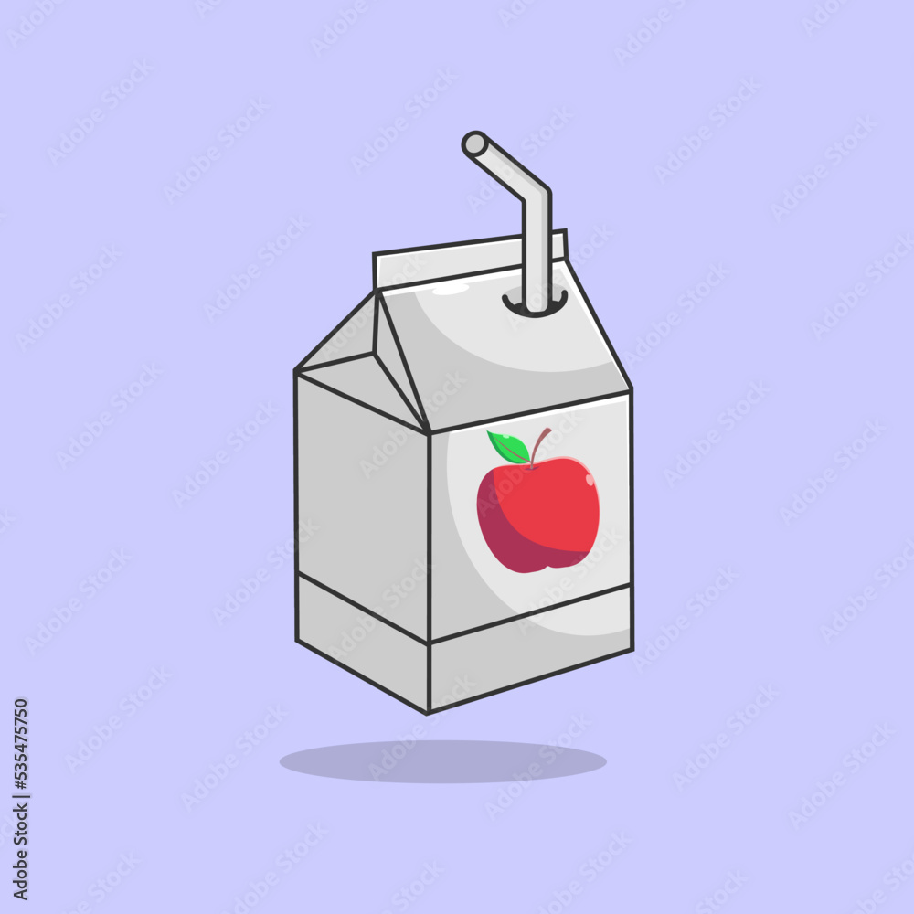 Flying apple juice box vector illustration isolated background Stock ...