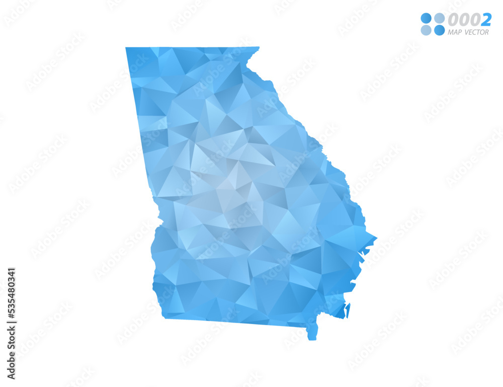 Georgia (USA) map blue polygon triangle mosaic with white background ...