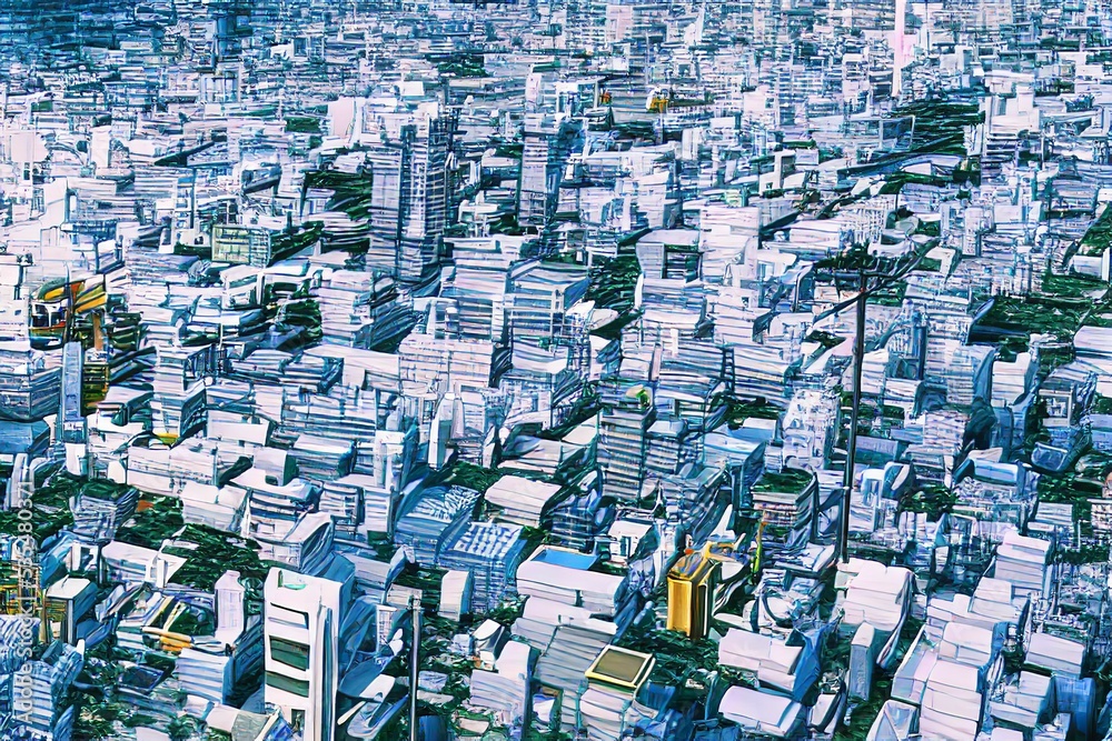 Anime japanese city landscape. Town street urban building. Downtown ...