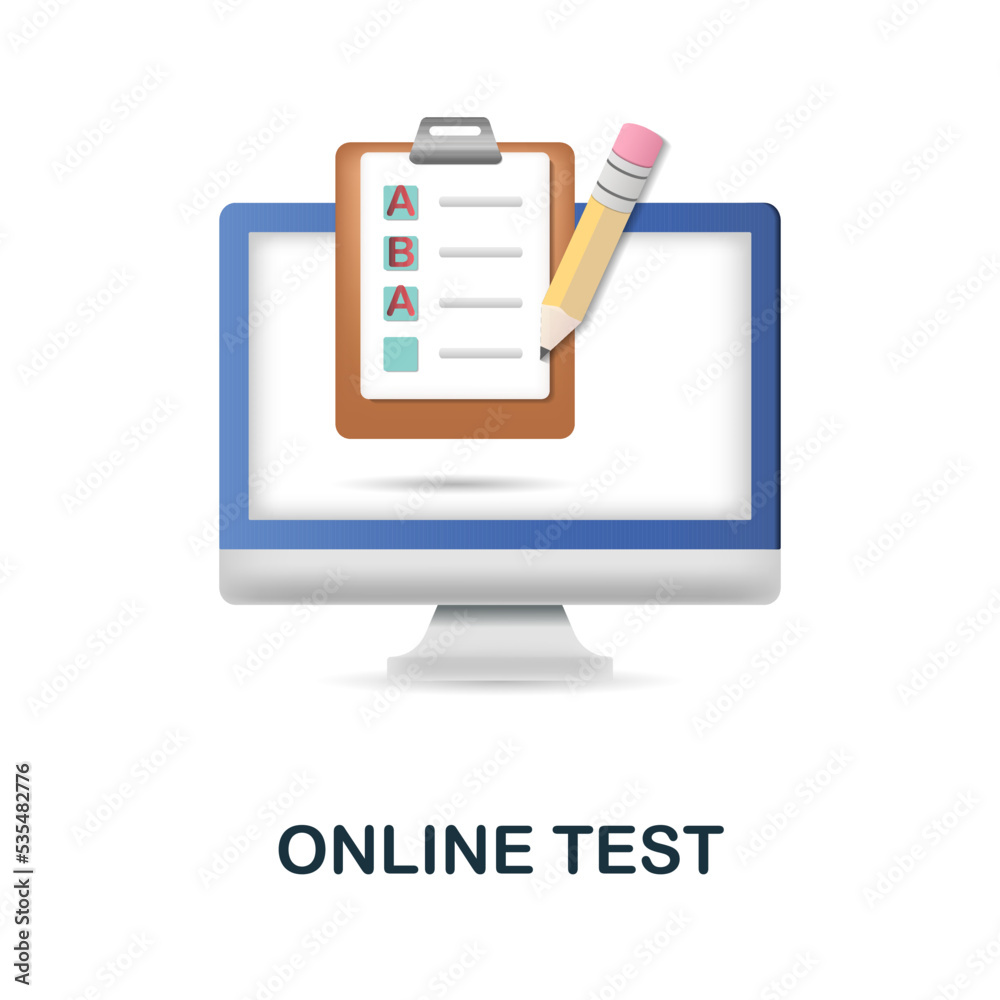 Online Test icon. 3d illustration from e-learning collection. Creative ...