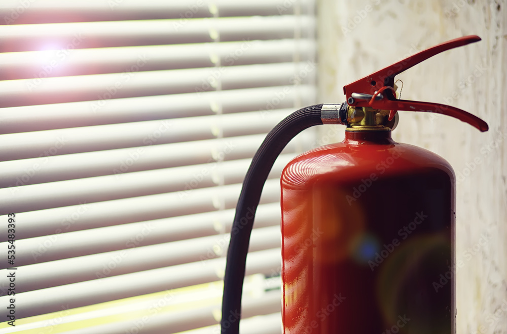 Fire extinguisher has hand engineer inspection checking pressure gauges ...