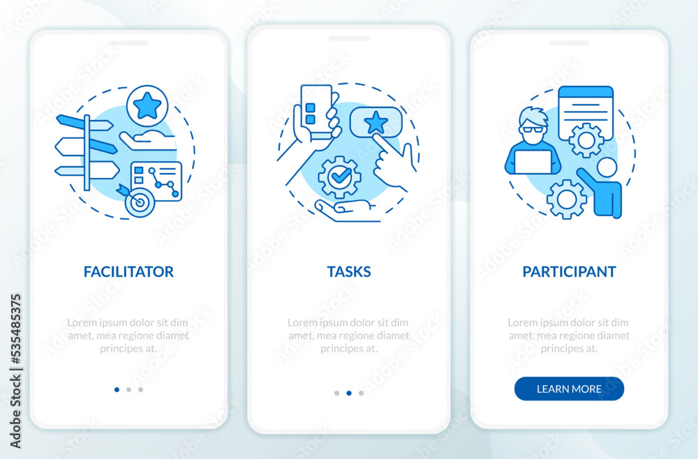 Structure Of Usability Test Session Blue Onboarding Mobile App Screen