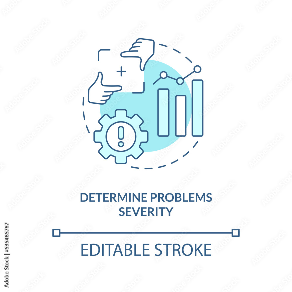 Define problems severity turquoise concept icon. Rating usability ...