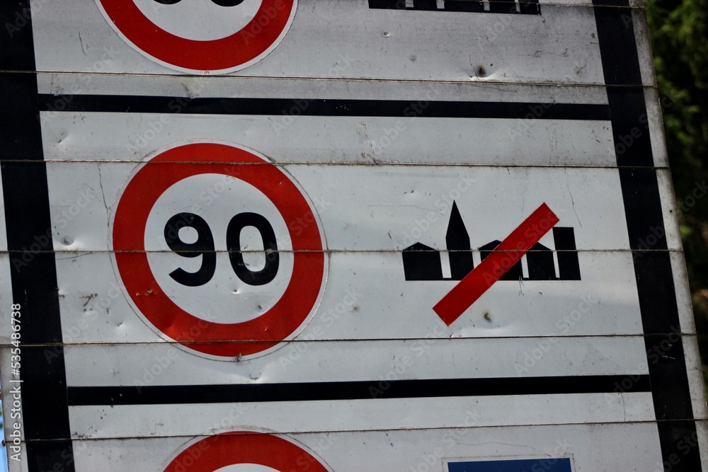 Bold European speed limit signs display clear numbers, enforcing road ...