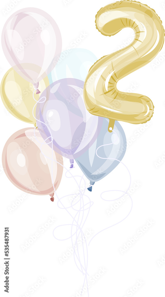 Rainbow birthday decoration set. Number Two.Girl or boy second birthday ...