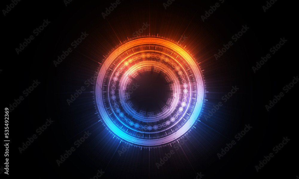 Abstract futuristic background of circle round glowing technology sci ...