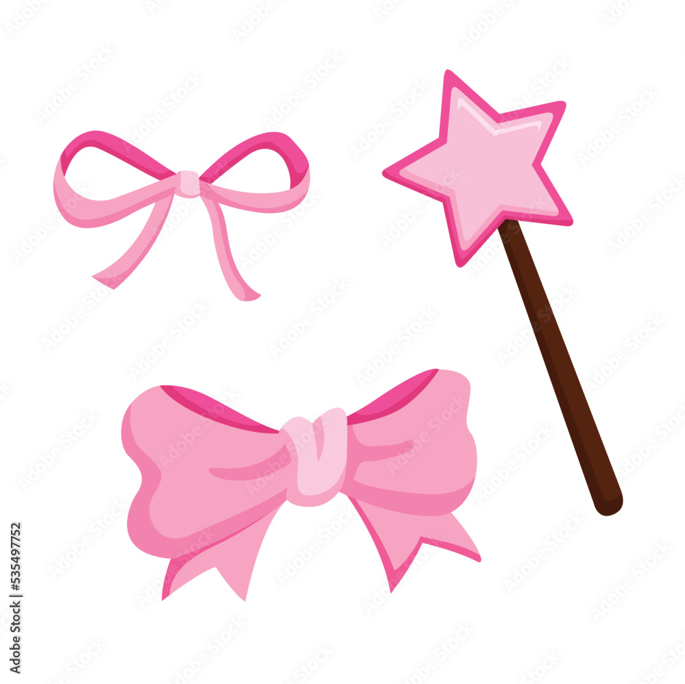 Pink Ribbon and Magic Star Decoration Background Illustration Vector ...