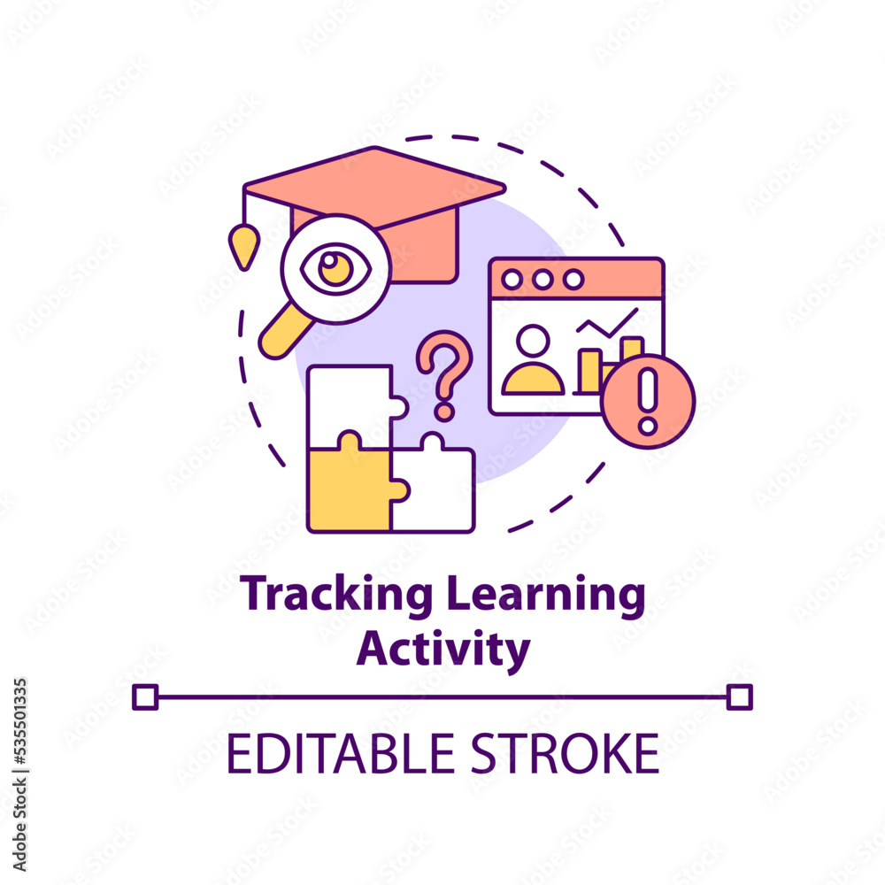 Vetor do Stock: Tracking learning activity concept icon. Corporate ...