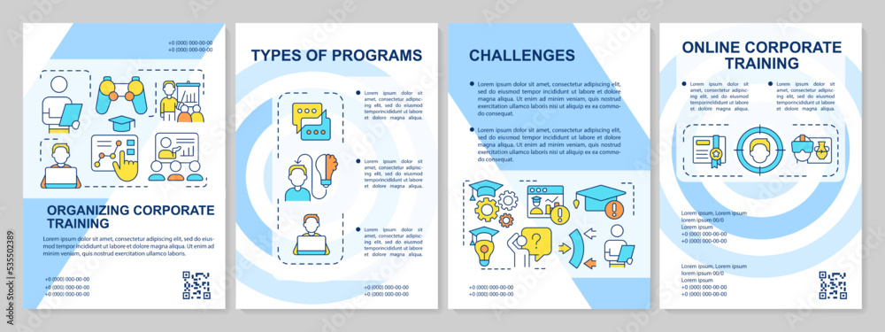 Planning corporate training program blue brochure template. Issues ...