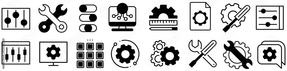 Settings icon vector set. Setup illustration sign collection ...