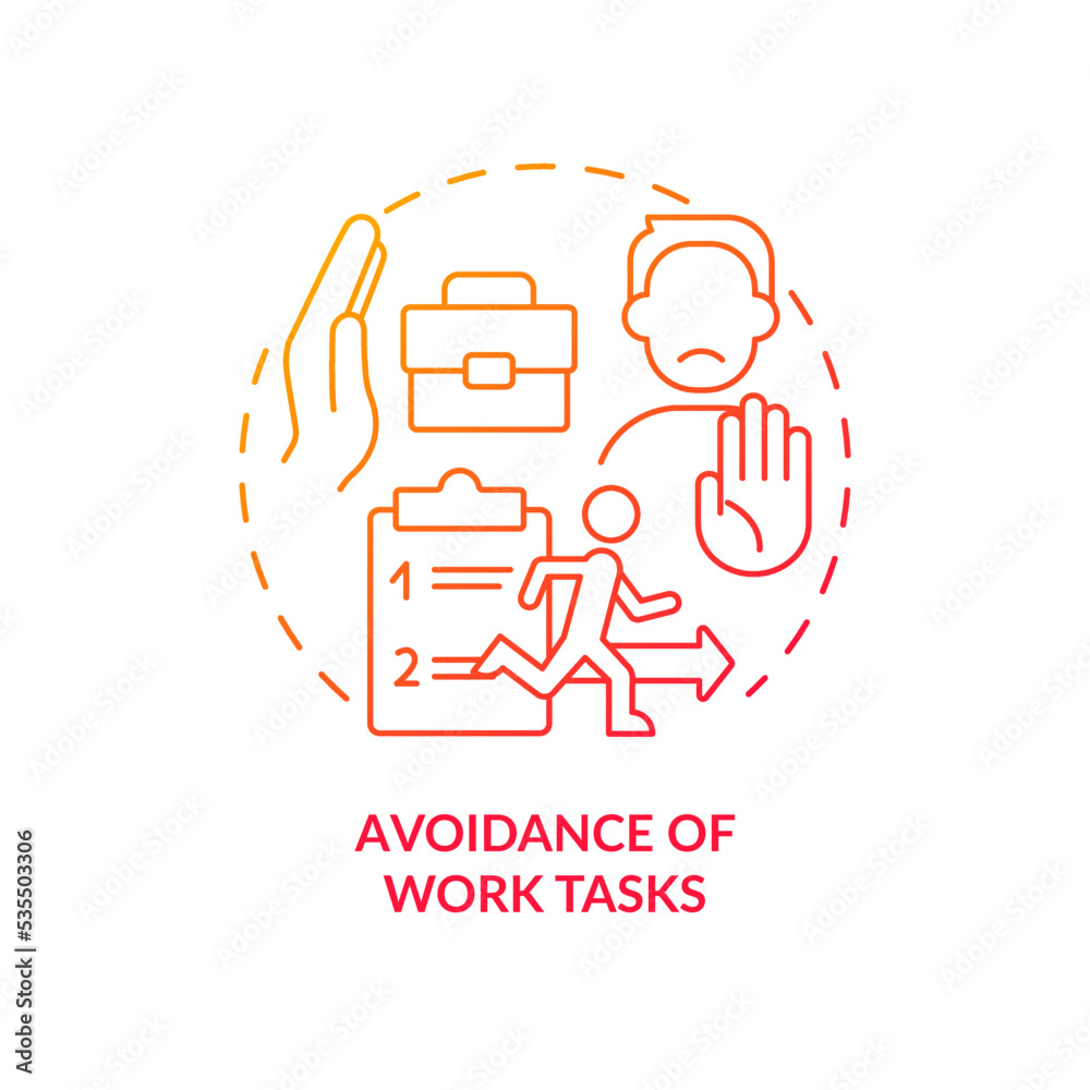 Refraining of work tasks red gradient concept icon. Employees ...