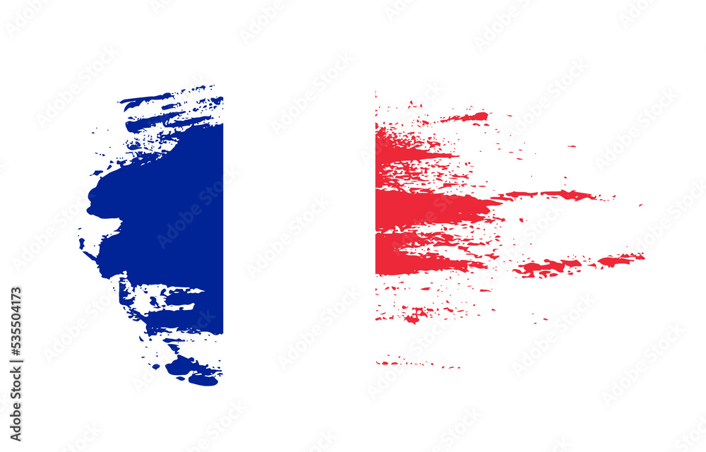Grunge brush stroke flag of France with painted brush splatter effect ...