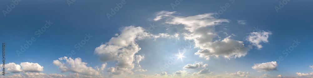 evening blue sky with beautiful clouds as seamless hdri 360 panorama ...