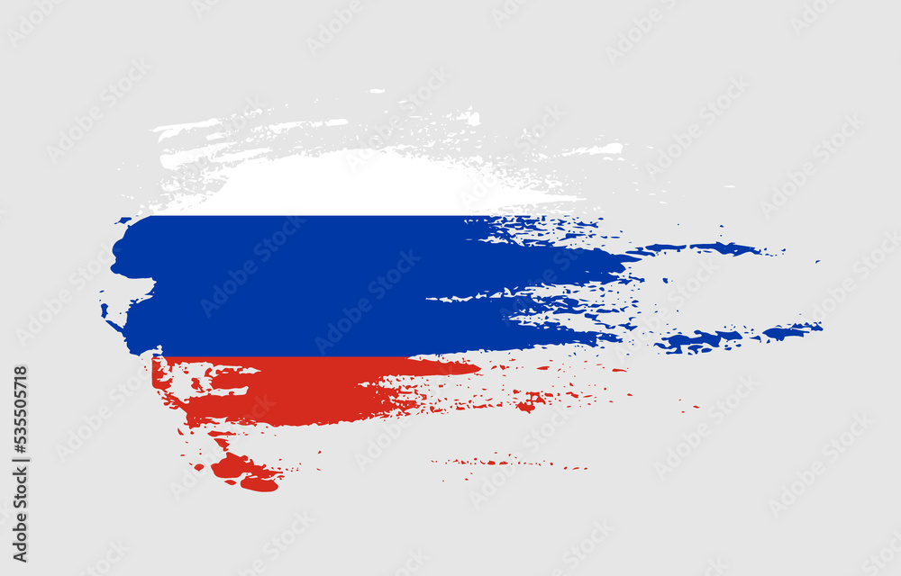Grunge brush stroke flag of Russia with painted brush splatter effect ...