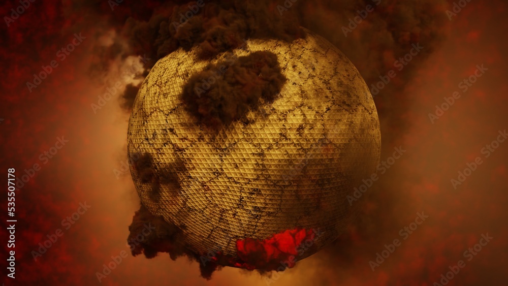Sphere with thick smoke. Magic realism, mysticism. 3D rendering artwork ...