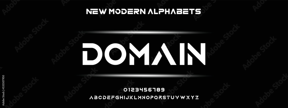 DOMAIN Sports minimal tech font letter set. Luxury vector typeface for ...