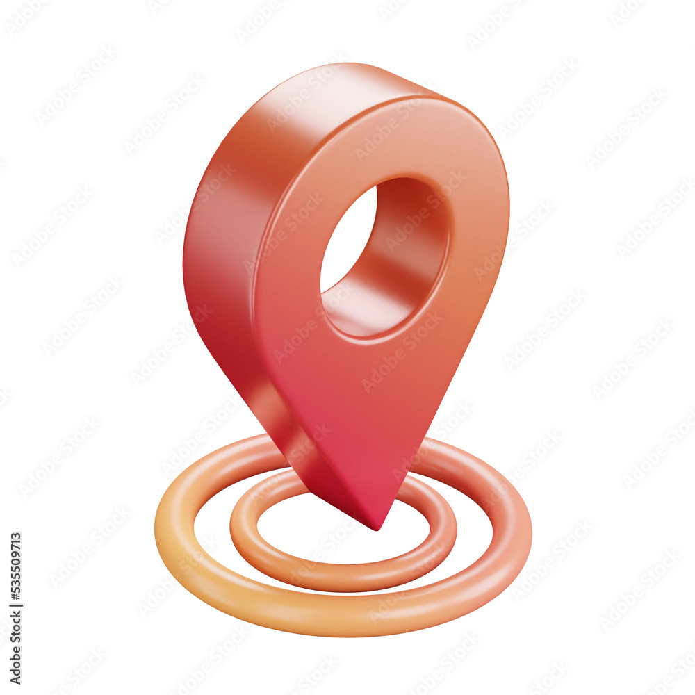 3D cartoon user interface illustration of a pin to pinpoint something ...