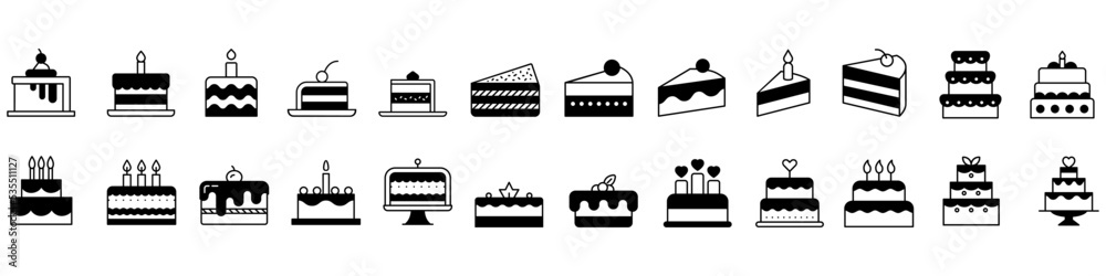 Cake icon vector set. dessert illustration sign collection. sweet ...