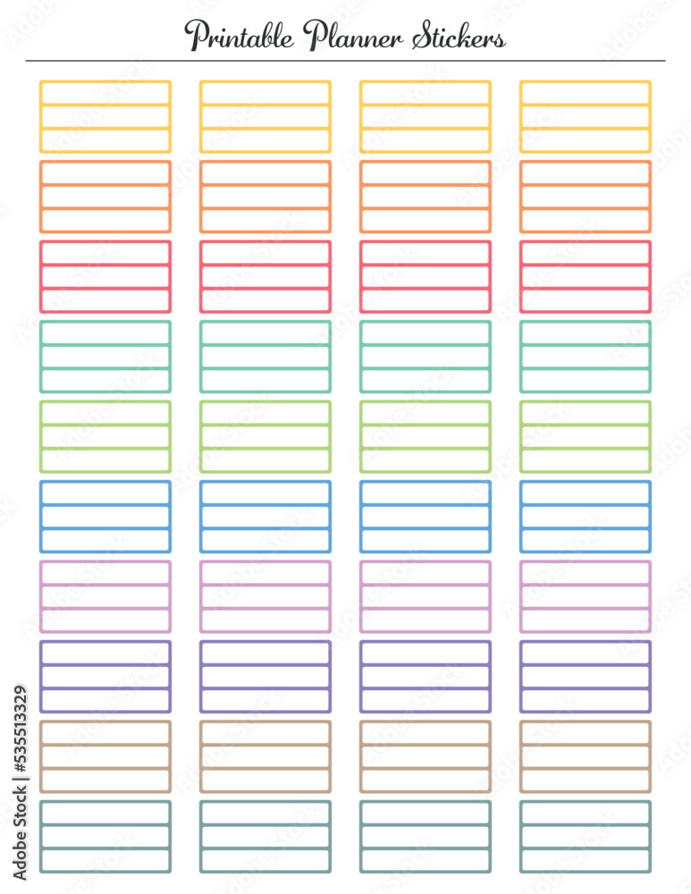 Checklist labels colored stickers for planners, printable sheet Stock ...