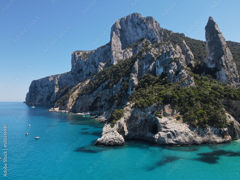 Aerial view of the famous Cala Goloritze in Orosei Gulf, East Sardinia ...