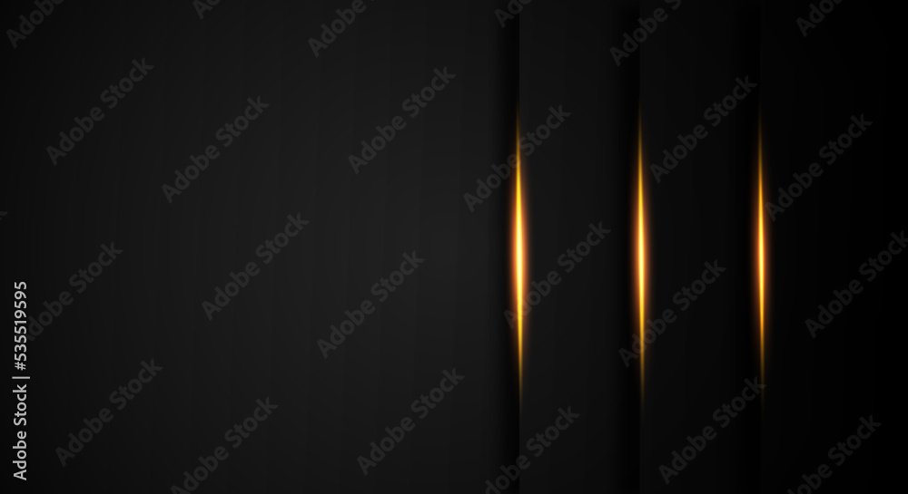 Abstract Gold Light on Black Metallic Shadow Overlap with Blank Space ...