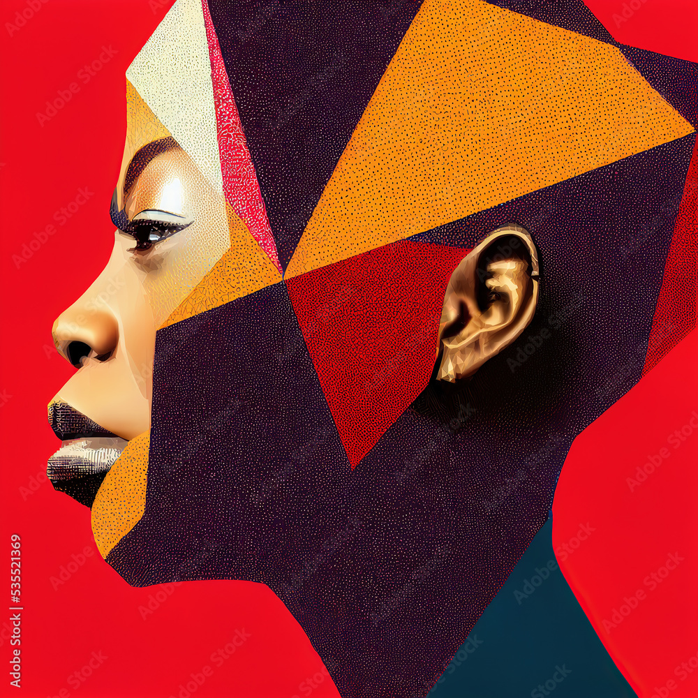 3d illustration - stylistic mosaic graphic of african american woman ...