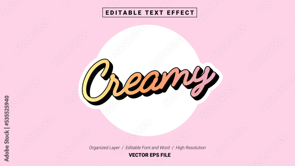 Editable Creamy Font Design. Alphabet Typography Template Text Effect ...