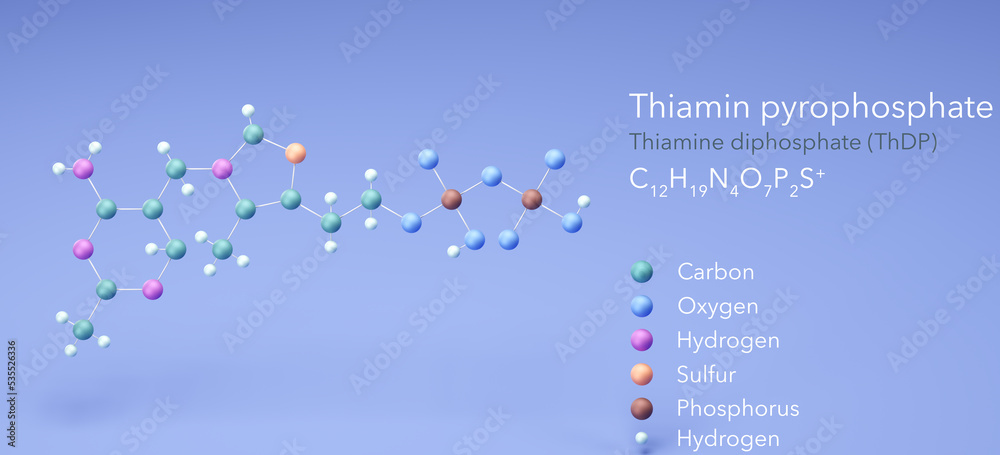 Thiamine Pyrophosphate Molecular Structures Thiamine Diphosphate 3d Model Structural