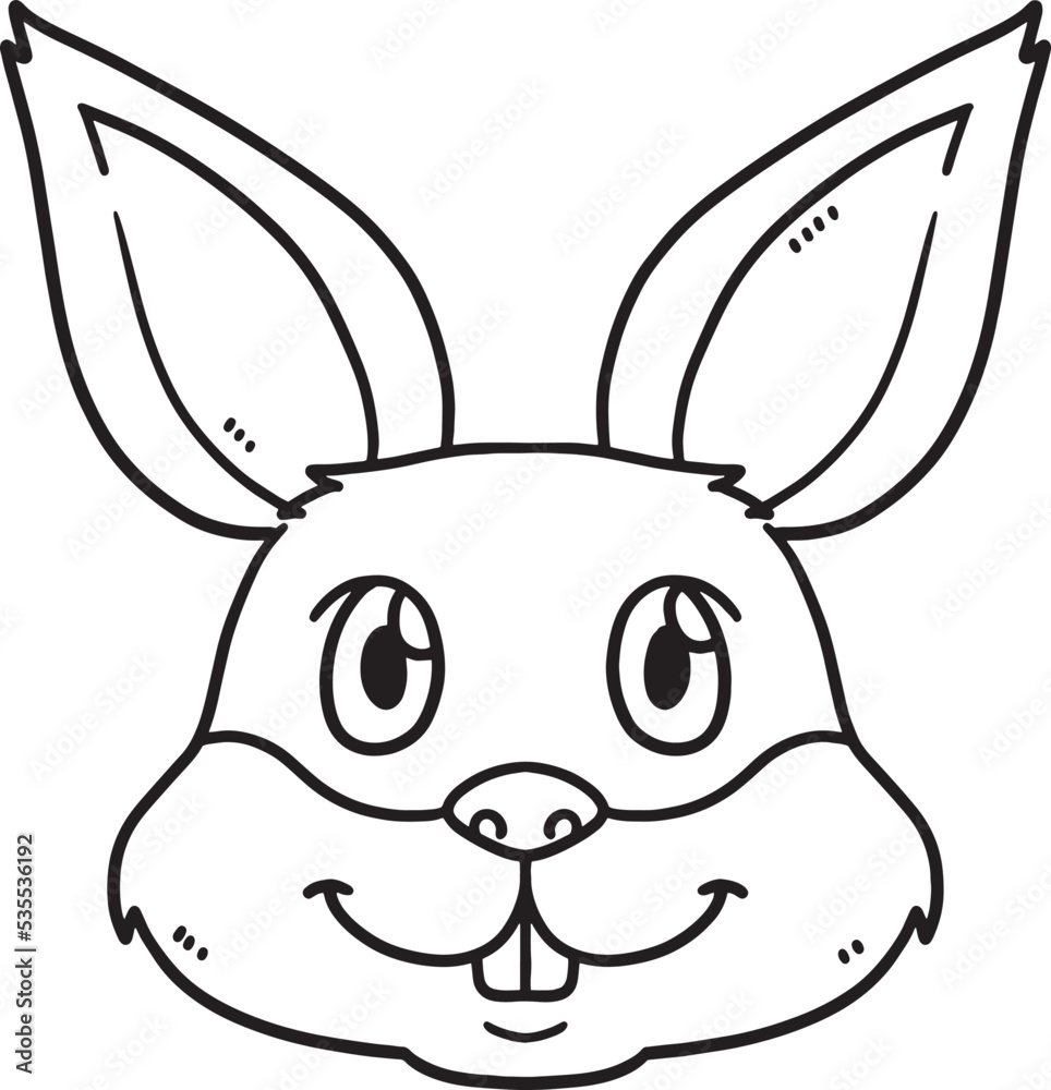 Rabbit Head Isolated Coloring Page for Kids Stock Vector | Adobe Stock