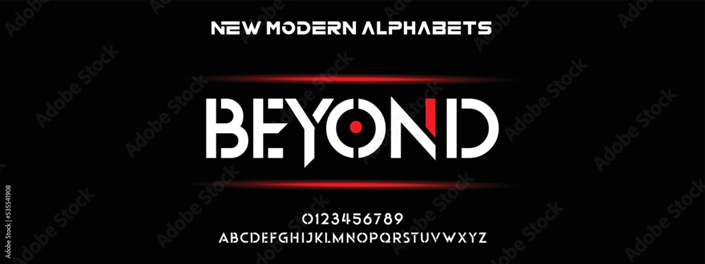 BEYOND Sports minimal tech font letter set. Luxury vector typeface for ...