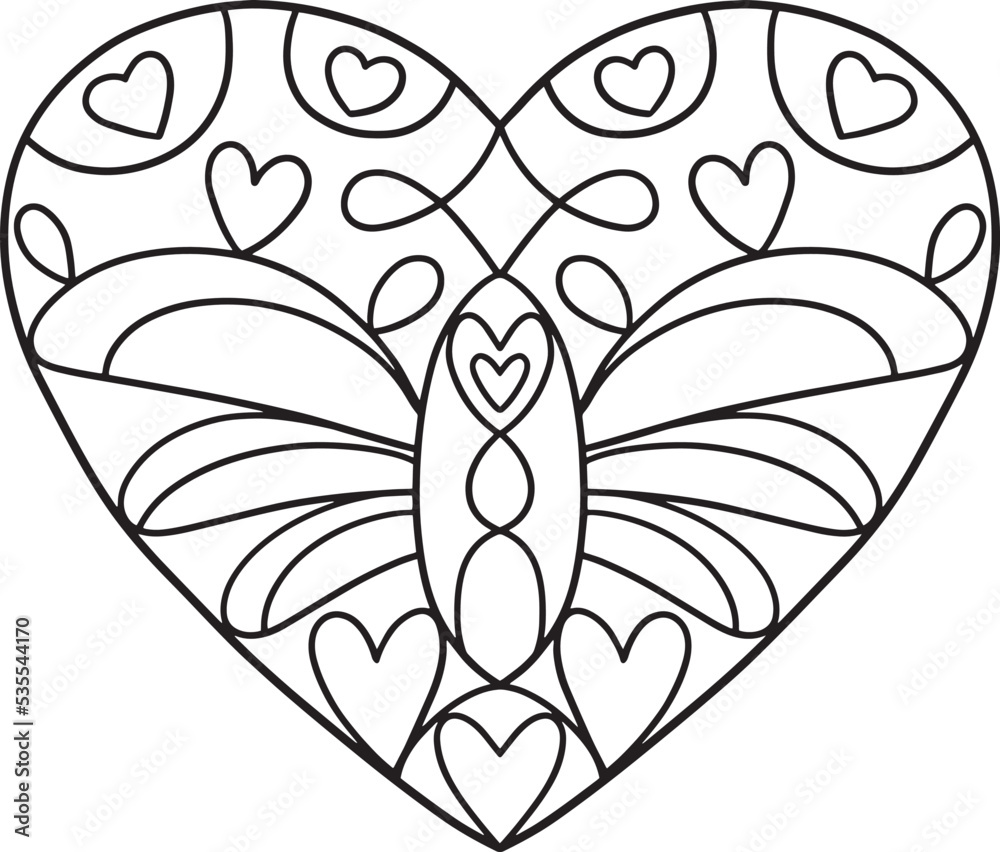 Heart Isolated Coloring Page for Kids Stock Vector | Adobe Stock