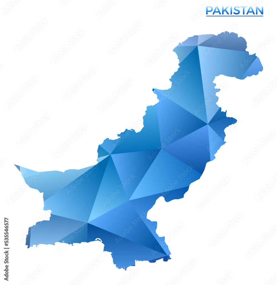 Vector polygonal Pakistan map. Vibrant geometric country in low poly ...