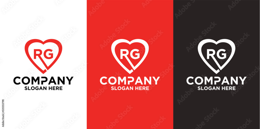 Initial letter r g love logo vector design template Stock Vector ...