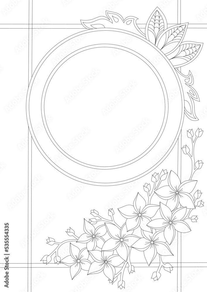 Hand-drawn flower card coloring page Stock Vector | Adobe Stock