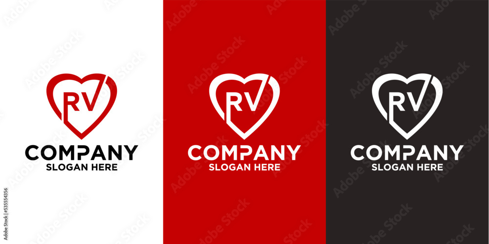 Initial letter r v love logo vector design template Stock Vector ...