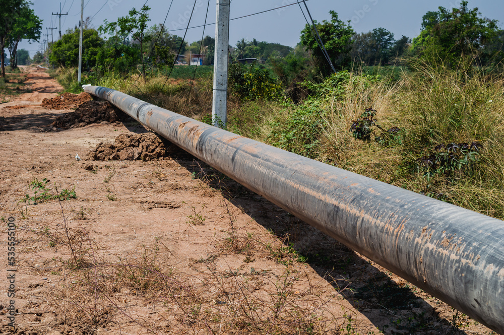 Construction of a new energy pipeline of Oil or Gas pipeline,Pipes at a ...