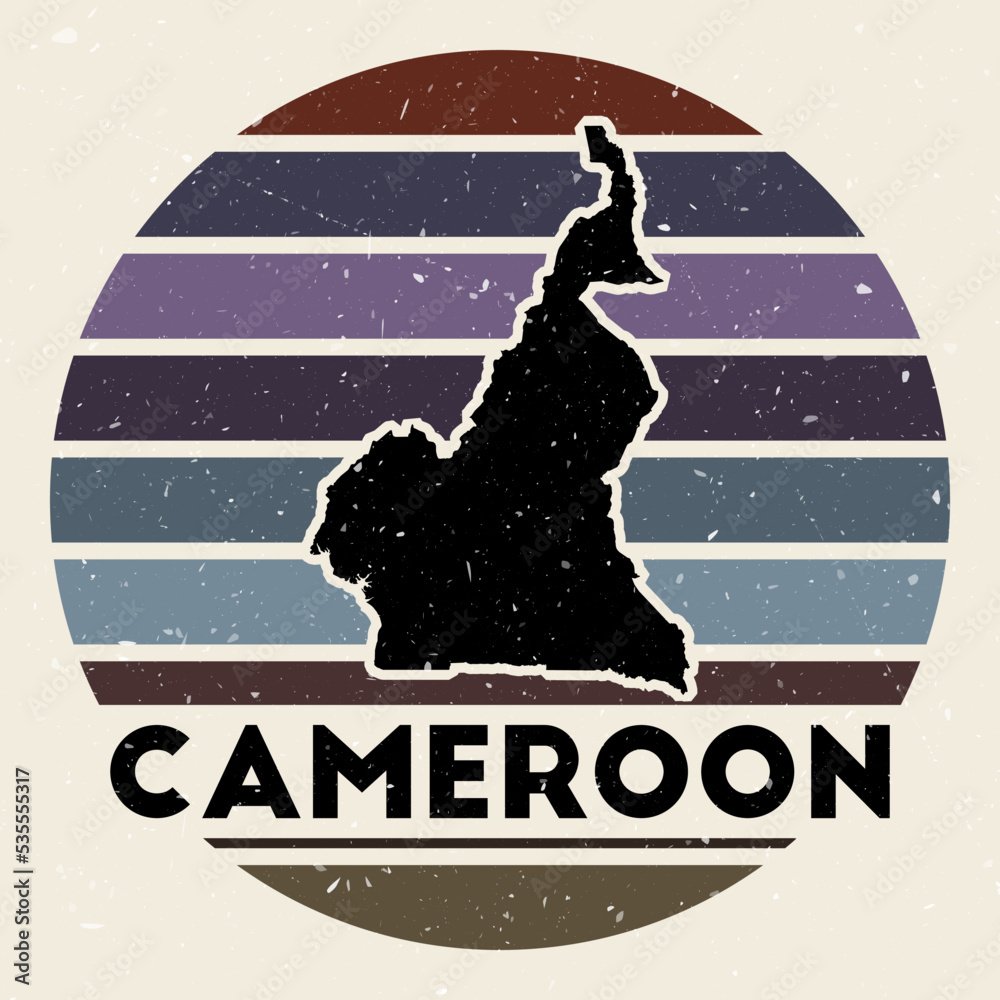 Cameroon logo. Sign with the map of country and colored stripes, vector ...